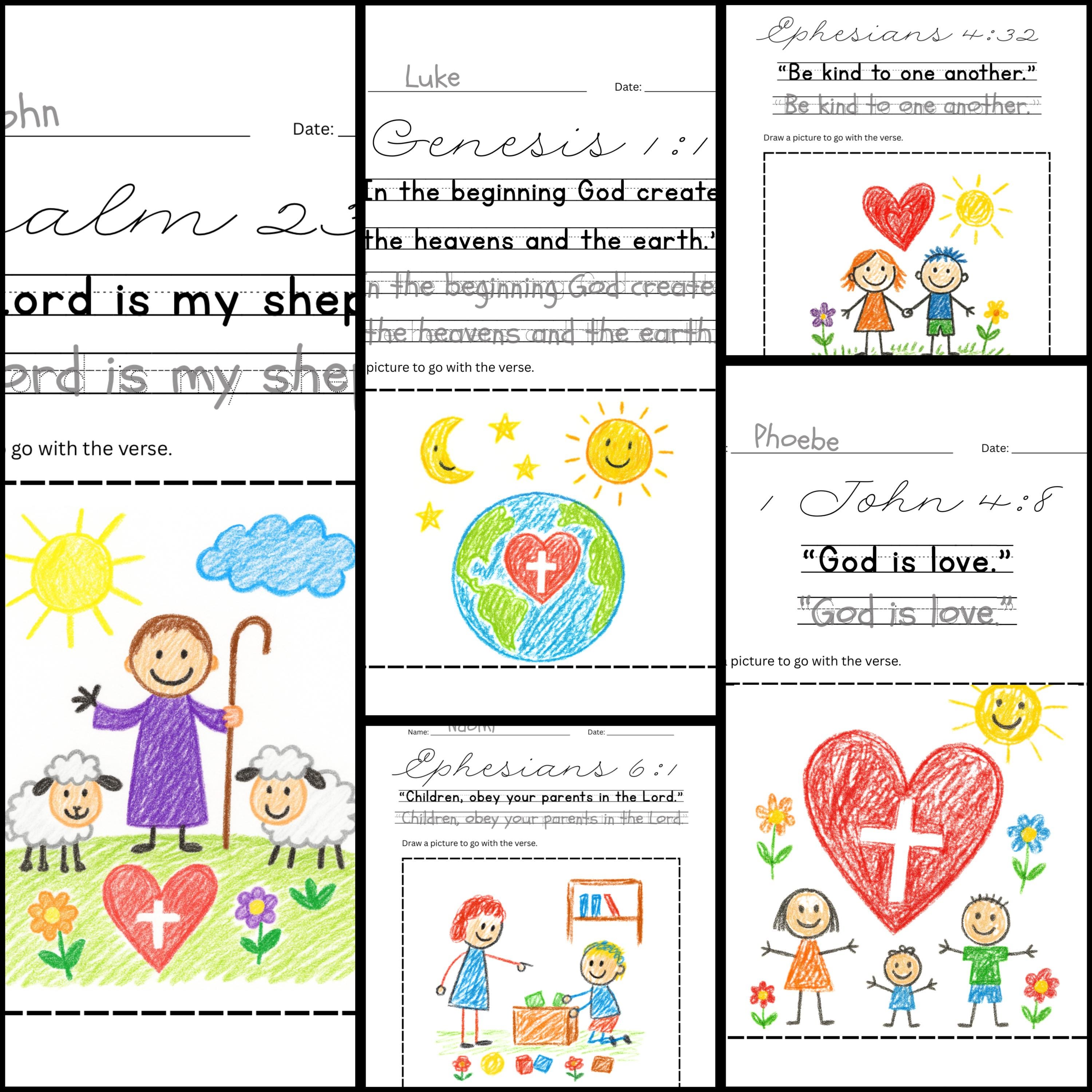 Bible Verse Tracing Worksheets: 5 Page Christian Homeschool Handwriting ...