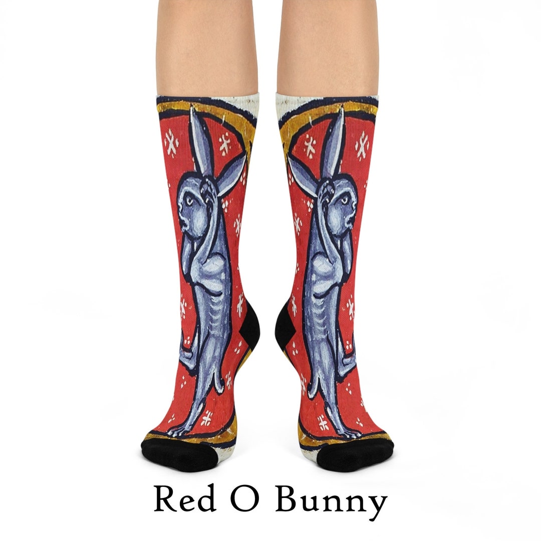 Medieval Bunnies of the Apocalypse: Unisex Knit Crew Printed Socks 10 ...