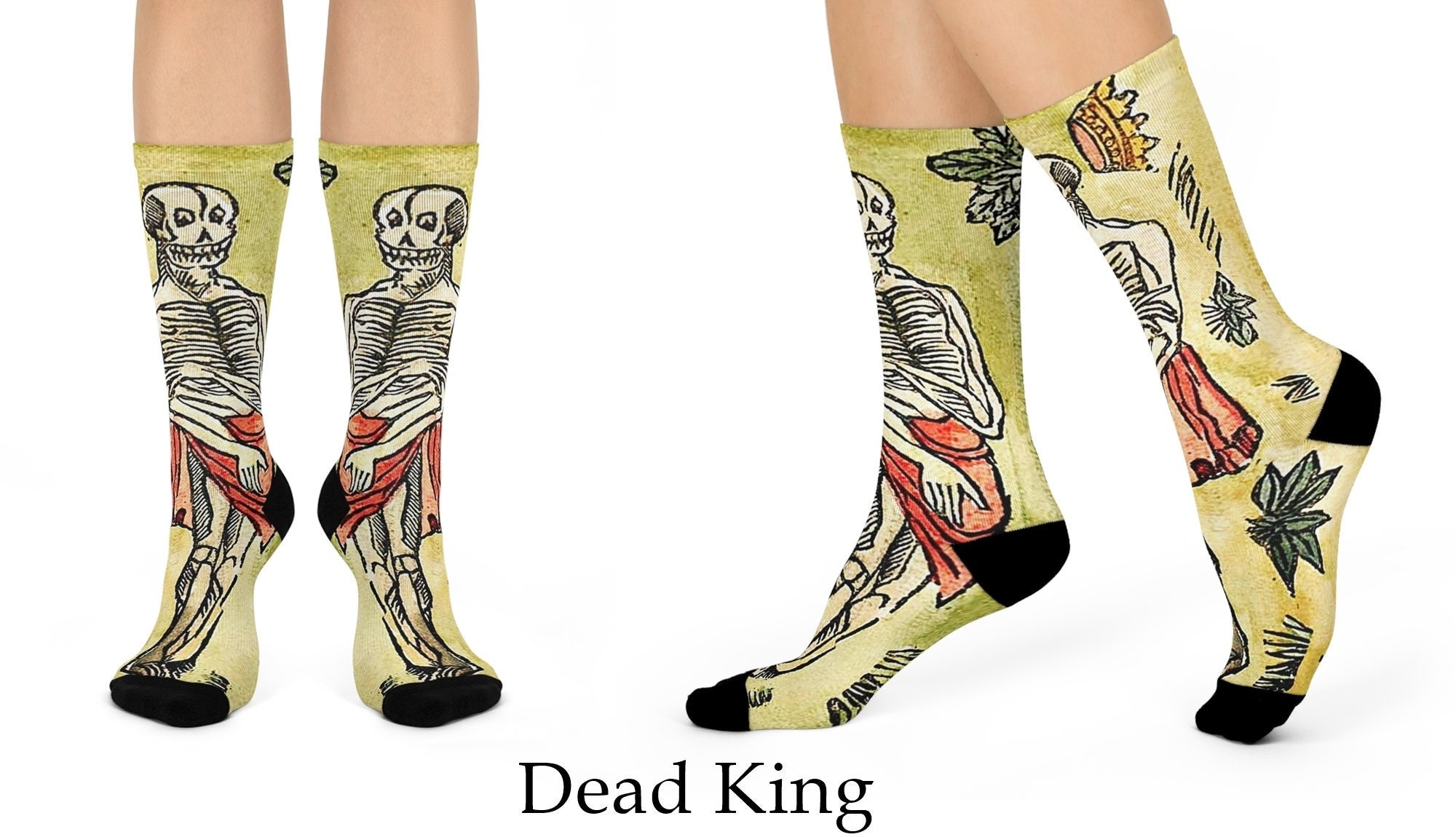 Unisex Knit Crew Printed Socks Danse Macabre Choose From 6 Designs One ...