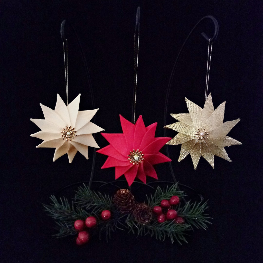 No-sew Ribbon Pinwheel Ornament Pattern: DIY Folded Fabric (PDF ...