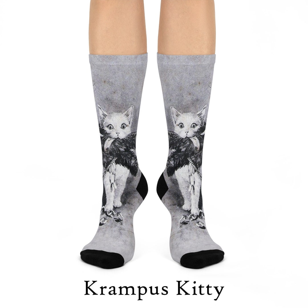 Strange Victorian Christmas Socks: Unisex Knit Crew Printed Socks 7 ...