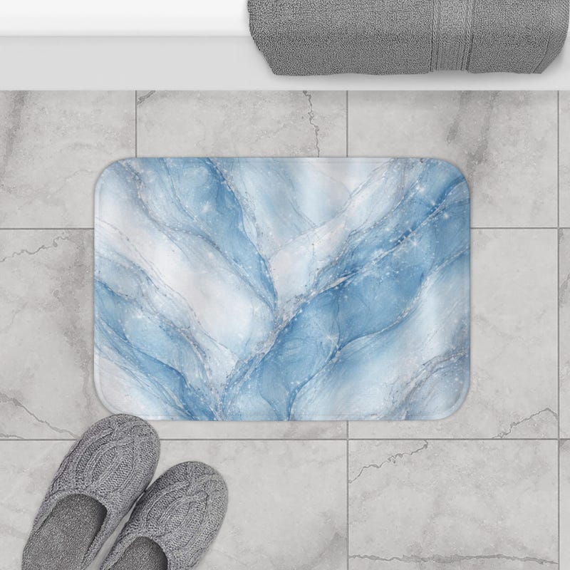 Ivory Blue Bath Mat - Etsy