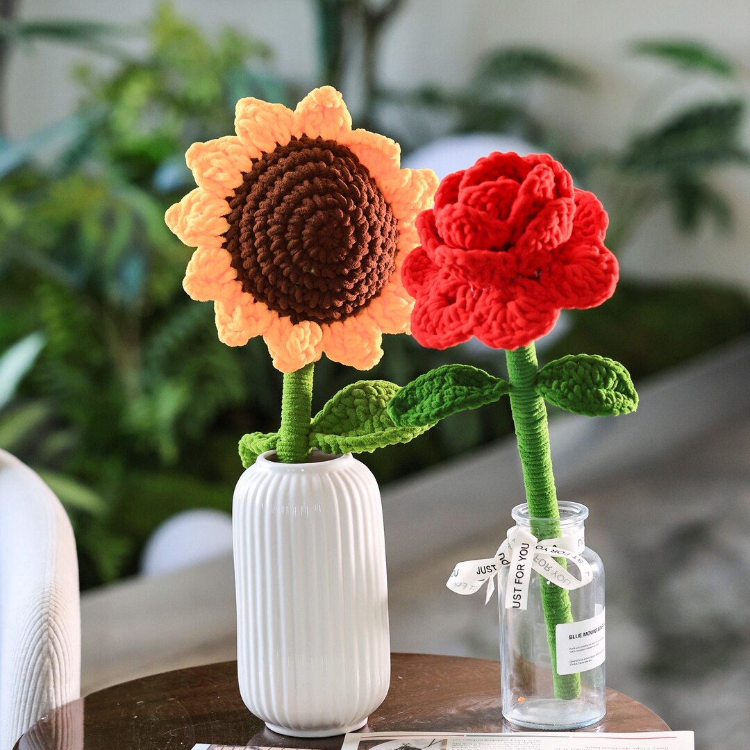 Handmade Crocheted Bouquet, Graduation Gift, Single Flower, Gift for ...