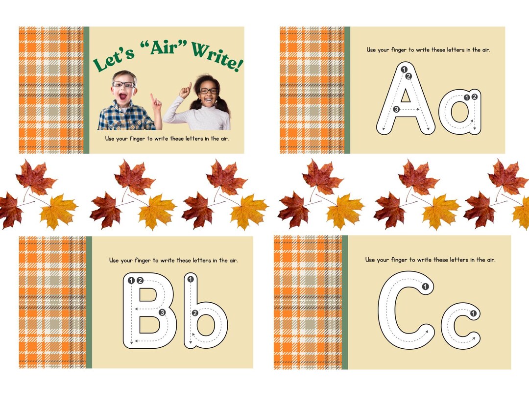 Fall ABC Air Writing Cards: Printable Letter Formation Activity ...