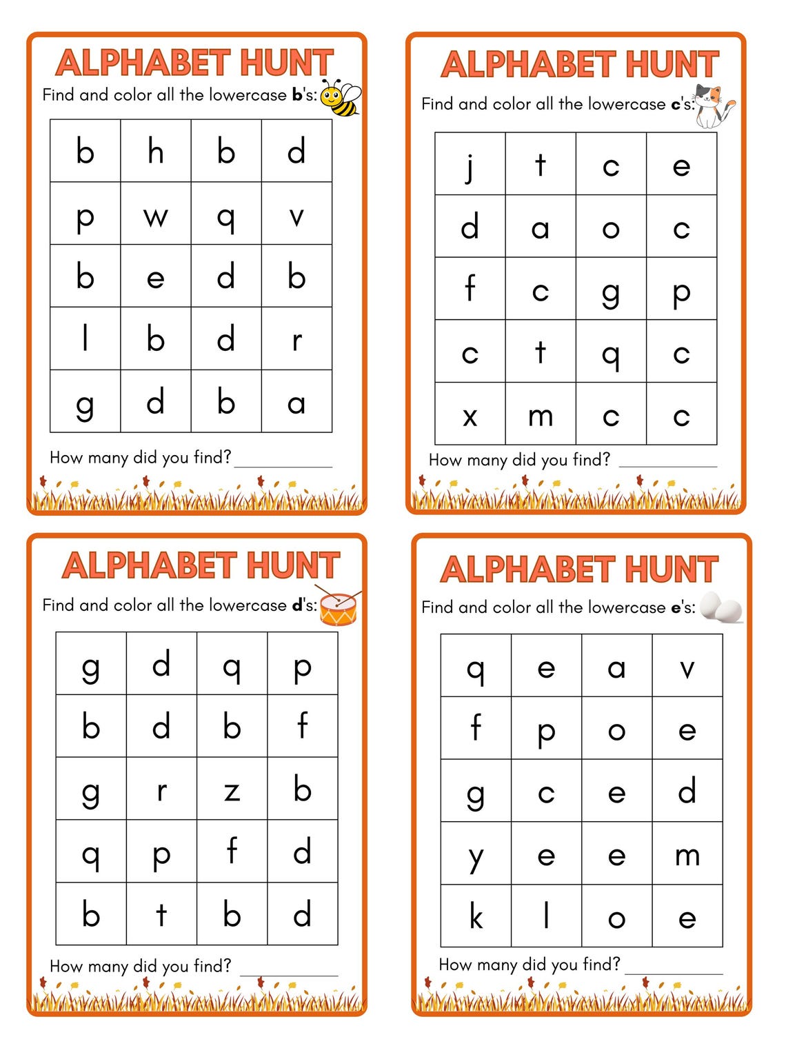 Fall Alphabet Hunt Worksheets: Preschool Letter Recognition Activity ...