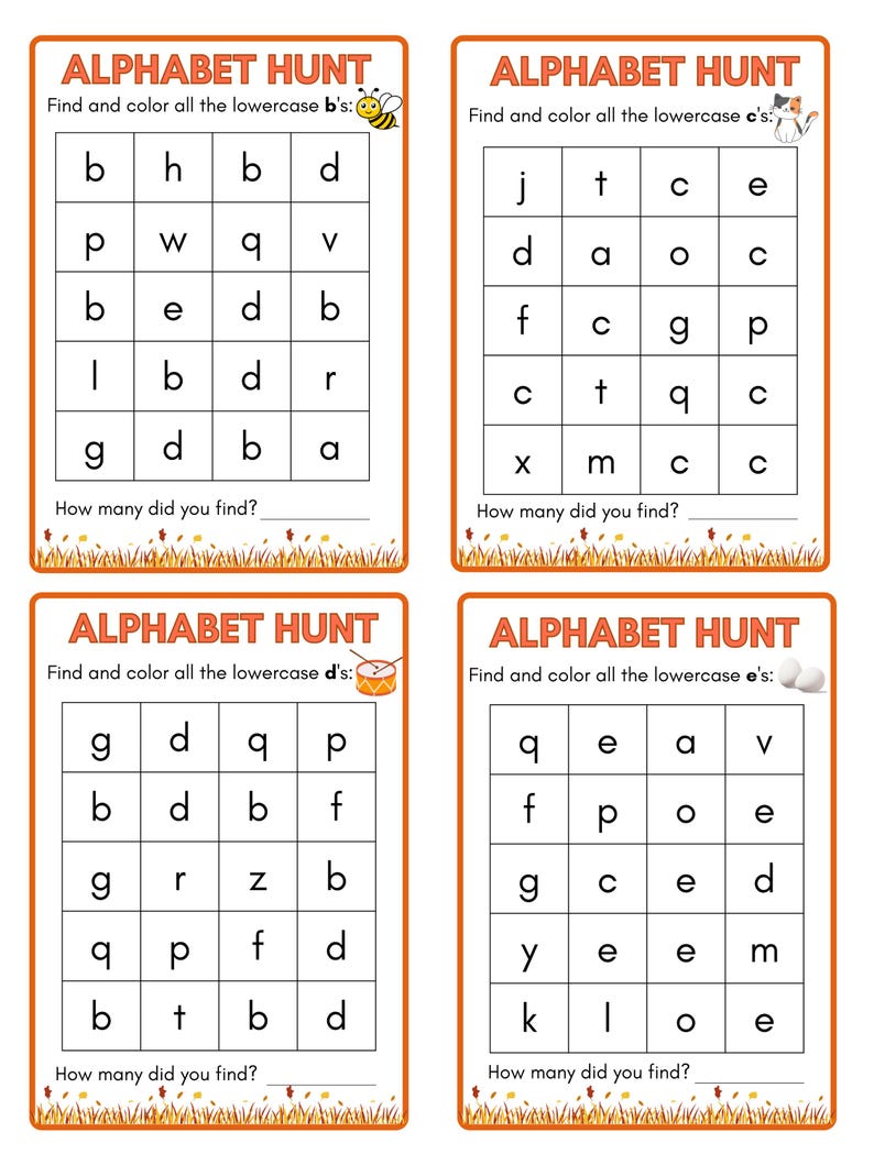 Fall Alphabet Hunt Worksheets: Preschool Letter Recognition Activity ...
