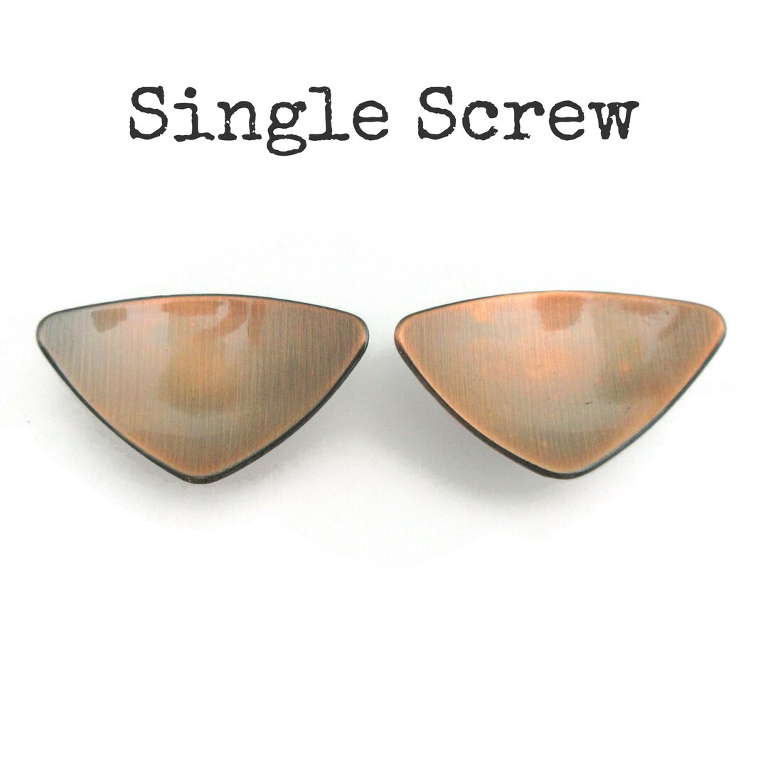 Pair of Vintage Triangle MCM Drawer Knobs Concave Copper Color Atomic ...