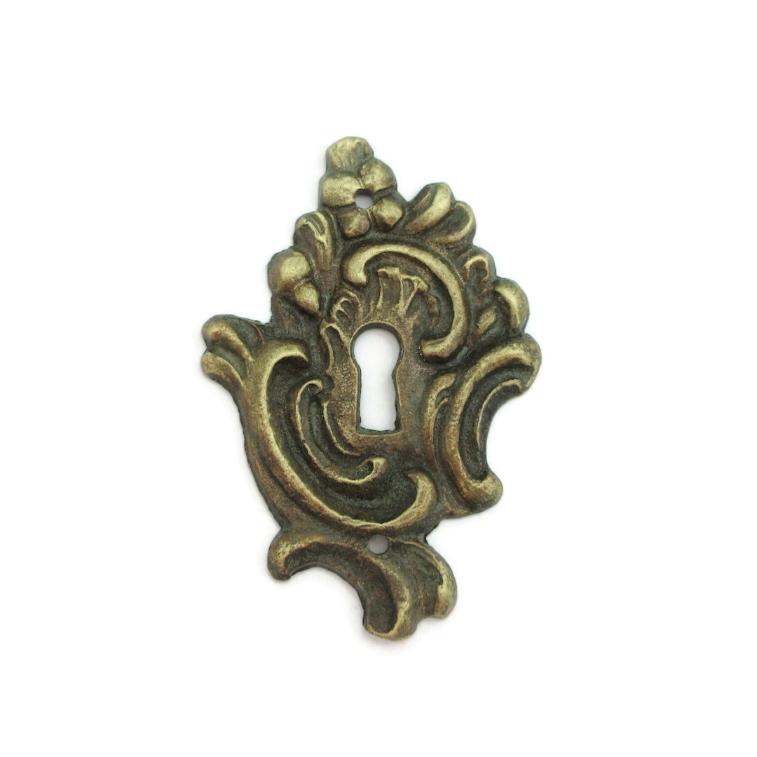 Vintage French Provincial Drawer Key Hole Cover Escutcheon Solid Brass ...