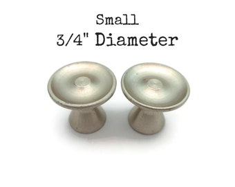 Pair of Small Vintage Concave Drawer Knobs MCM Pulls 5/8 Diameter Mottled Silver Gold Pewter ...