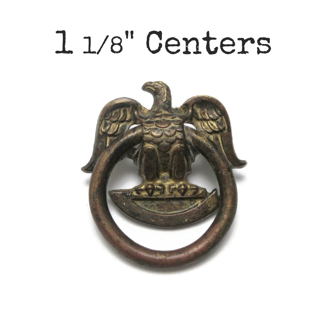 Vintage Eagle Drawer Ring Pull 1 1/8 Centers Hole Spacing Brass Colored ...
