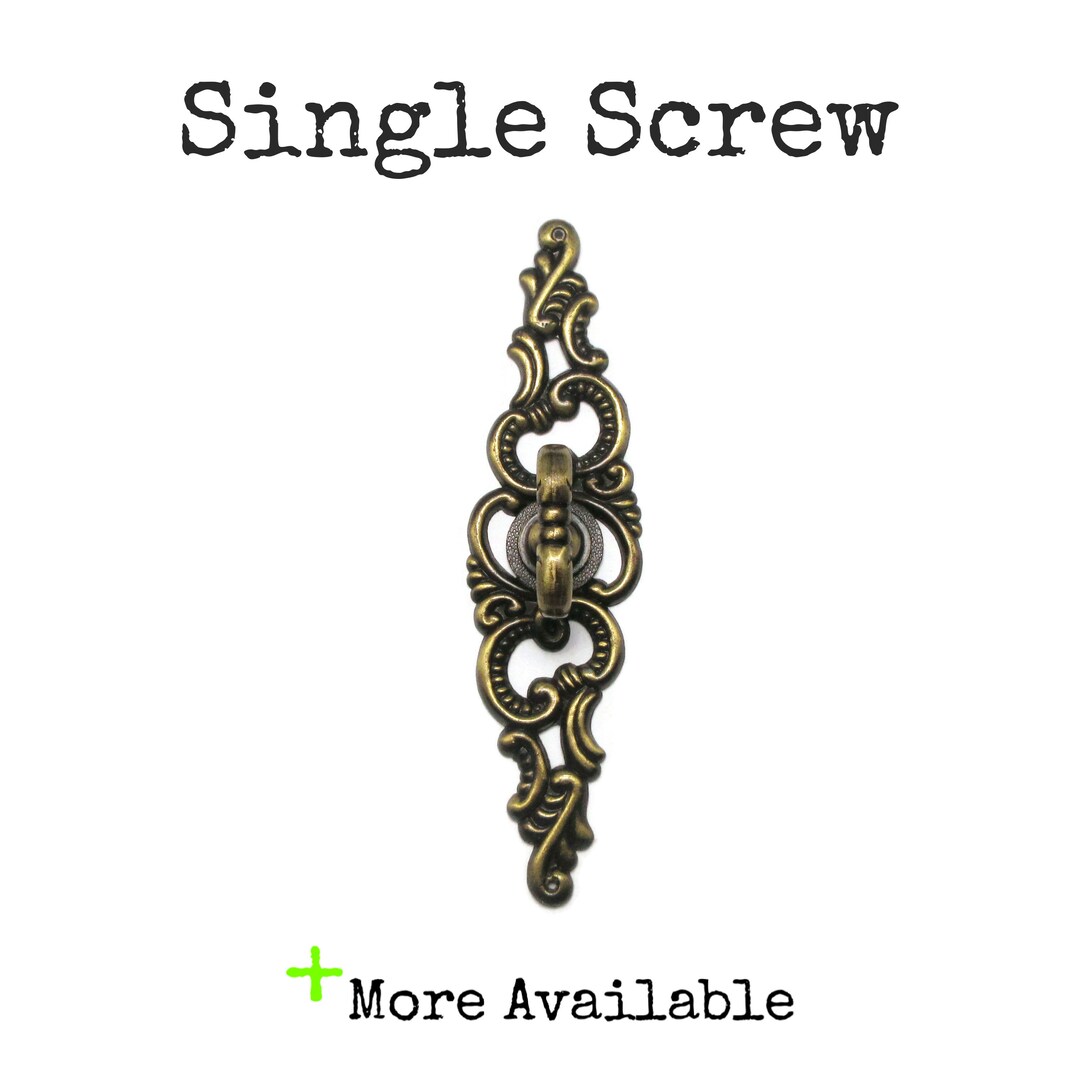 Vintage Faux Mock Key Knob With Ornate Backplate Aged Brass Colored ...