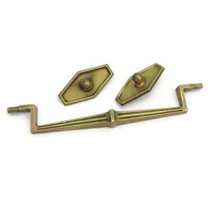 Vintage Drawer Pull 5.5" Centers Ornate Bail Handle Aged Brass Colored ...