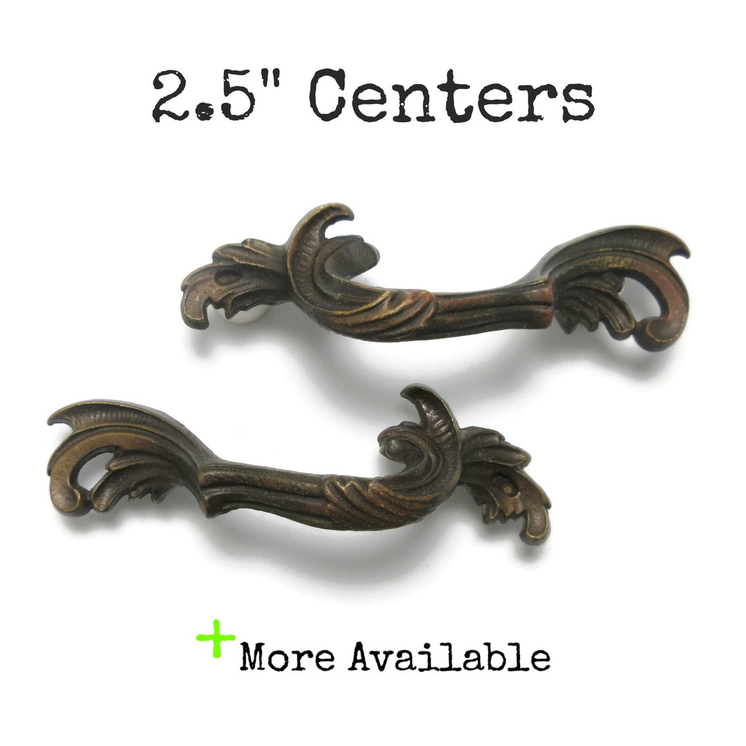 Pair Vintage French Provincial Brass Drawer Pulls - 2.5" Centers - Etsy