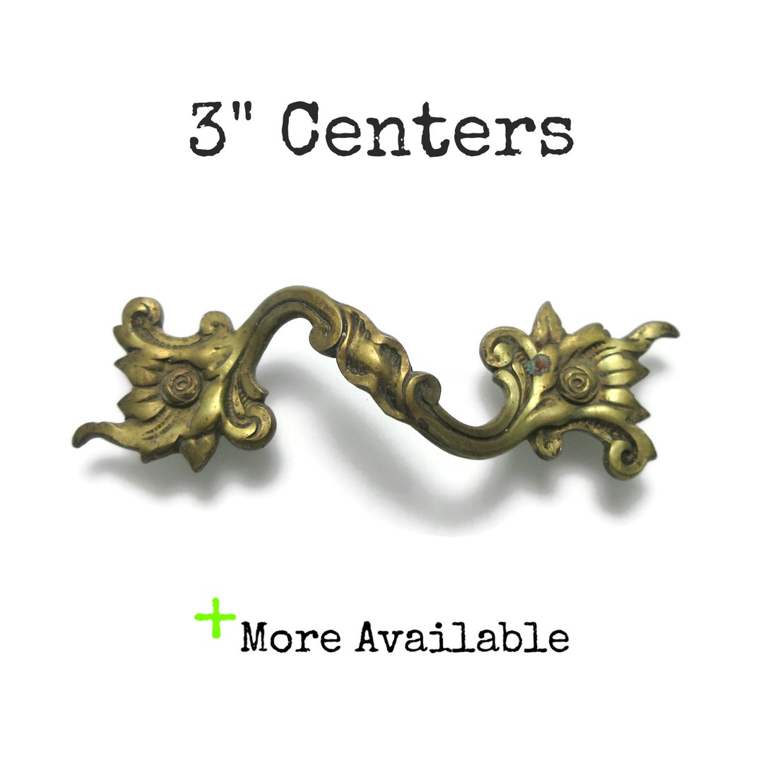 Vintage French Provincial Drawer Pull 3 Centers Brass Gold Colored ...