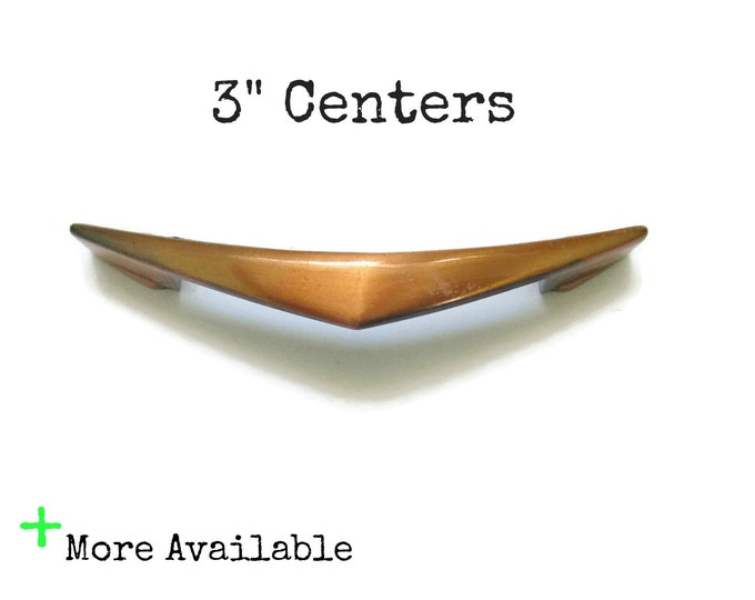 Vintage Copper Chevron Drawer Pull 3 Centers MCM Mid - Etsy