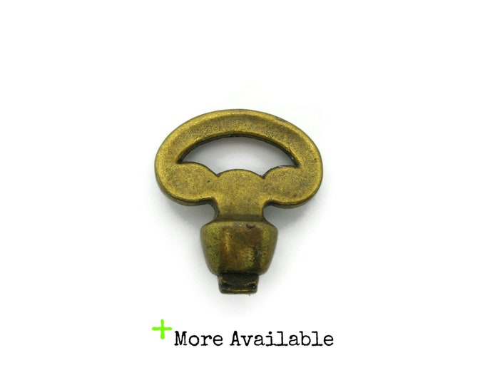 Vintage Faux Mock Key Knob - Aged Brass Colored Drawer Pull - Etsy