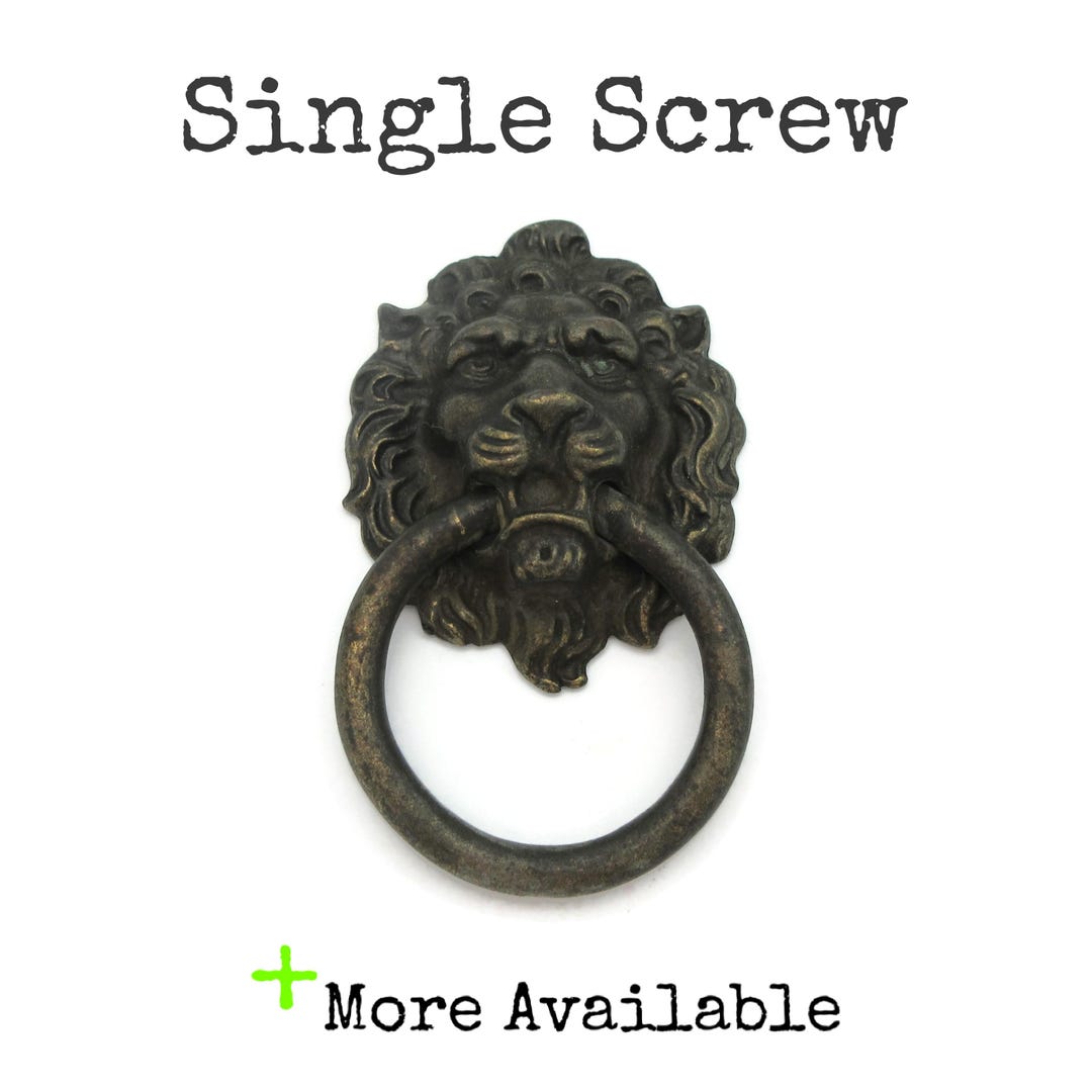 Vintage Lion Head Ring Drawer Pull - Worn Brass Pewter Tone KBC H377 - Etsy