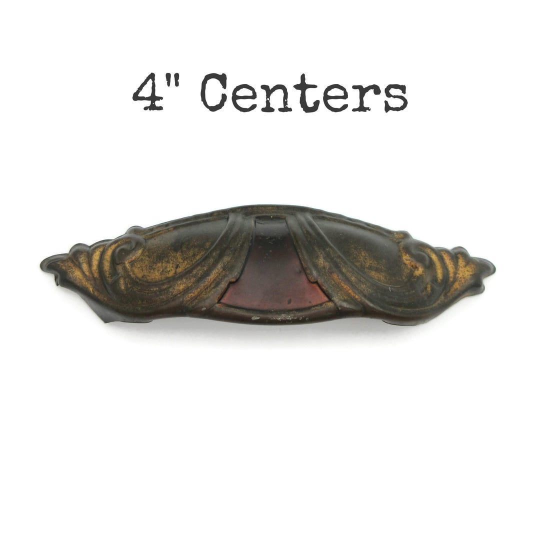 Vintage Art Deco Waterfall Drawer Pull 4" Centers Brass Tone Pressed ...
