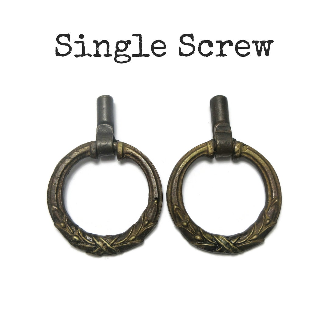 Pair of Vintage Ring Drawer Pulls 2 Small Solid Brass Ornate Drop Handles - Etsy