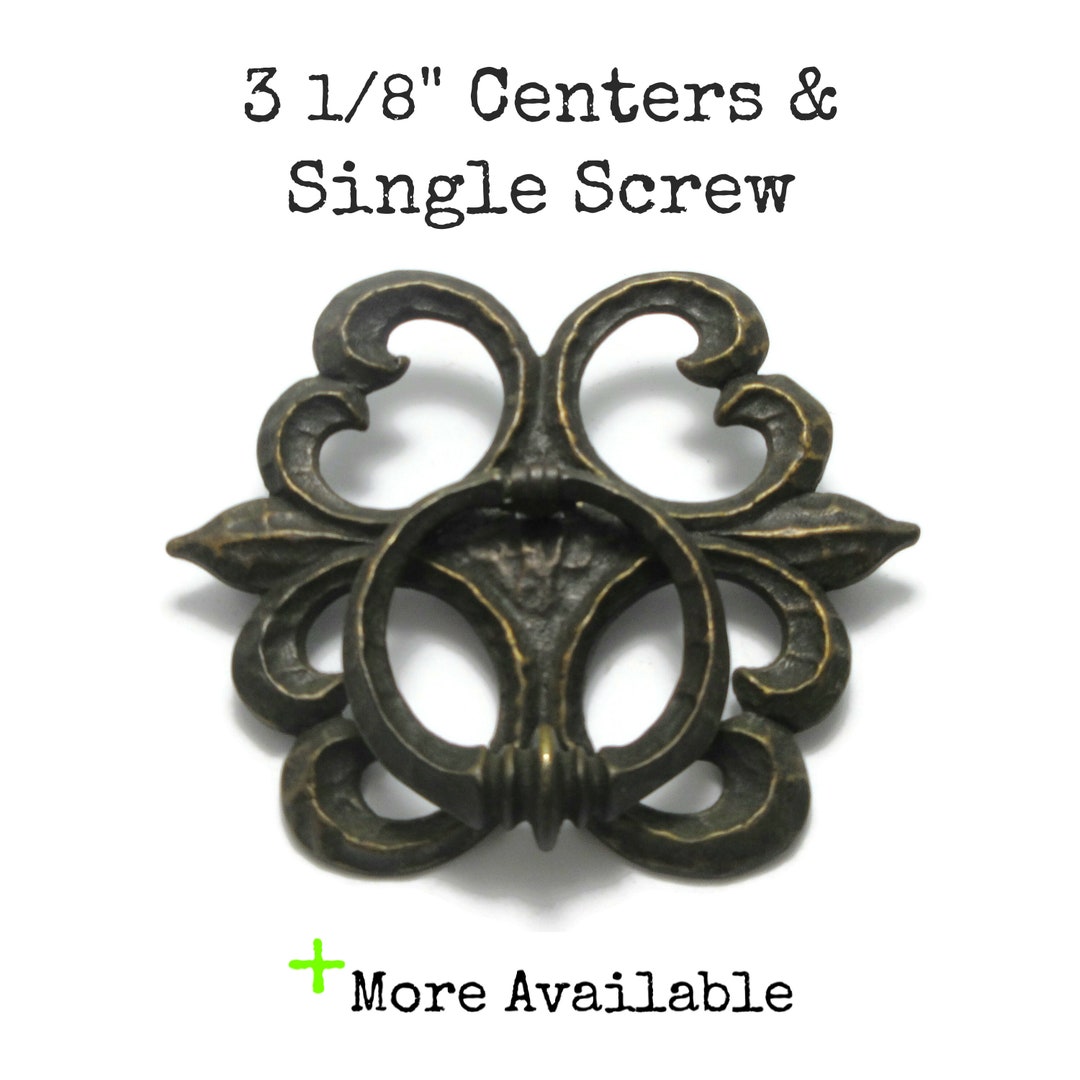 Large Vintage Backplate and Ring Pull Rustic Ornate Backplate and Knob ...