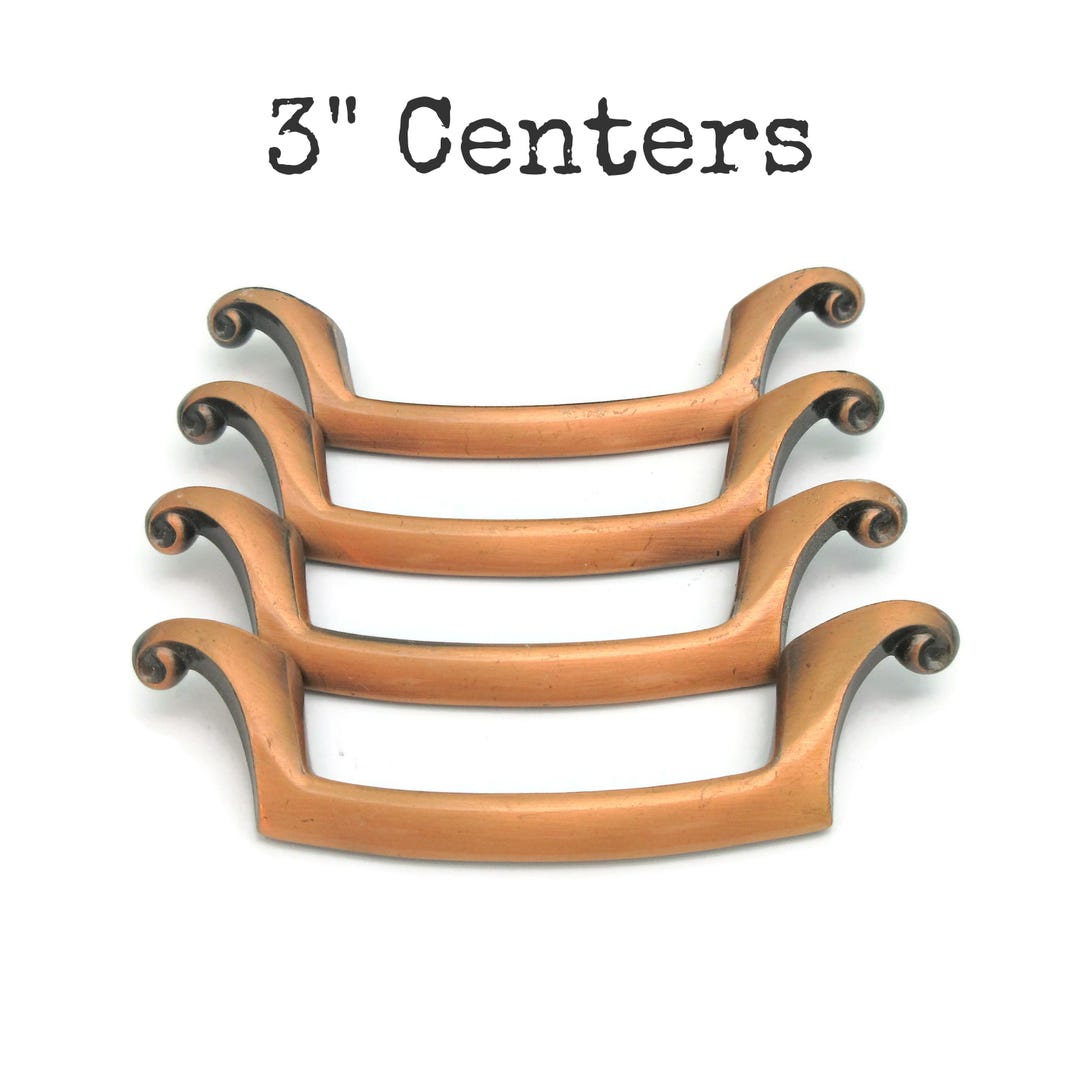 Set of 4 MCM Vintage Drawer Pulls 3 Centers Copper Colored Handles ...