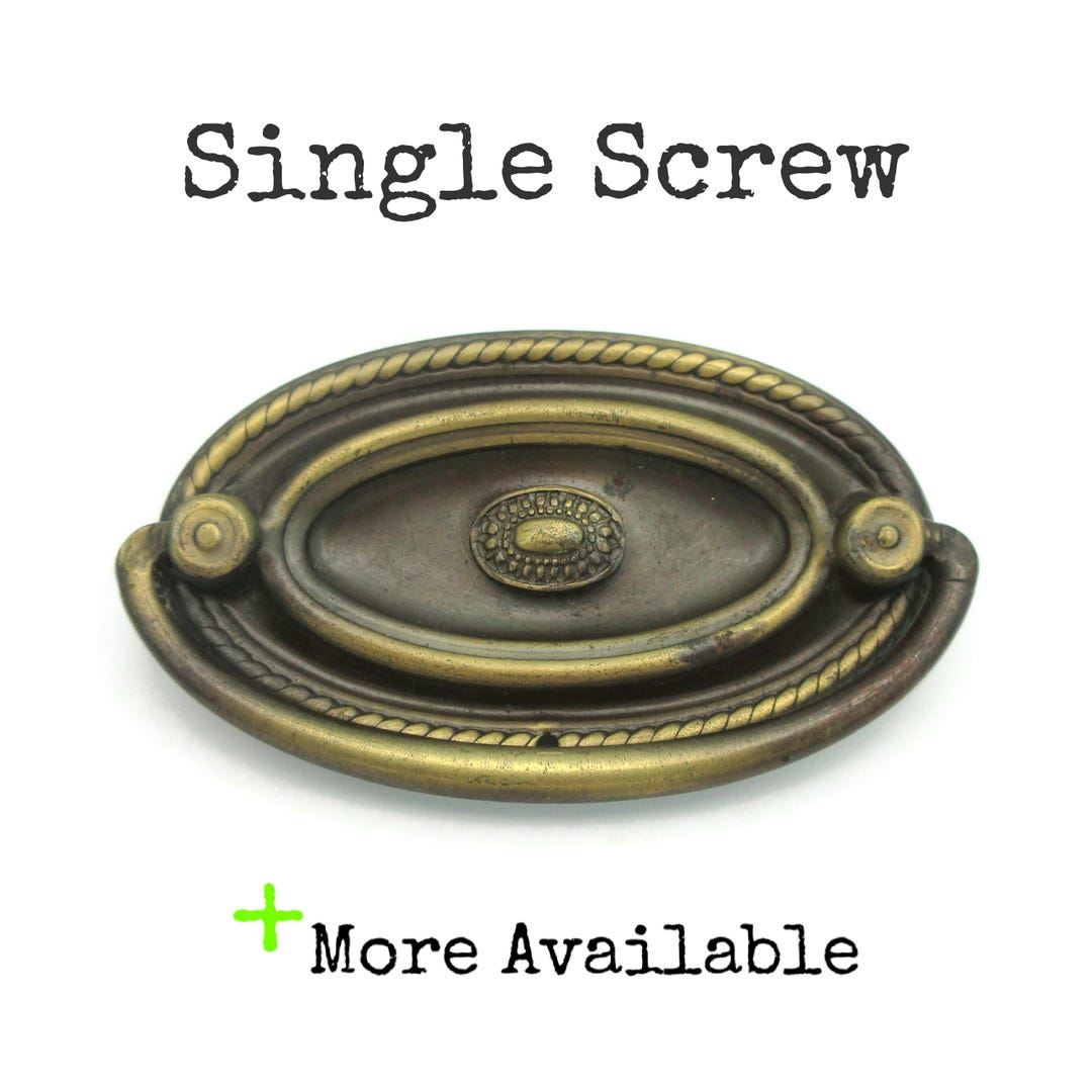 Vintage Drawer Pull Aged Brass Color Ornate Oval Single Screw Drawer ...