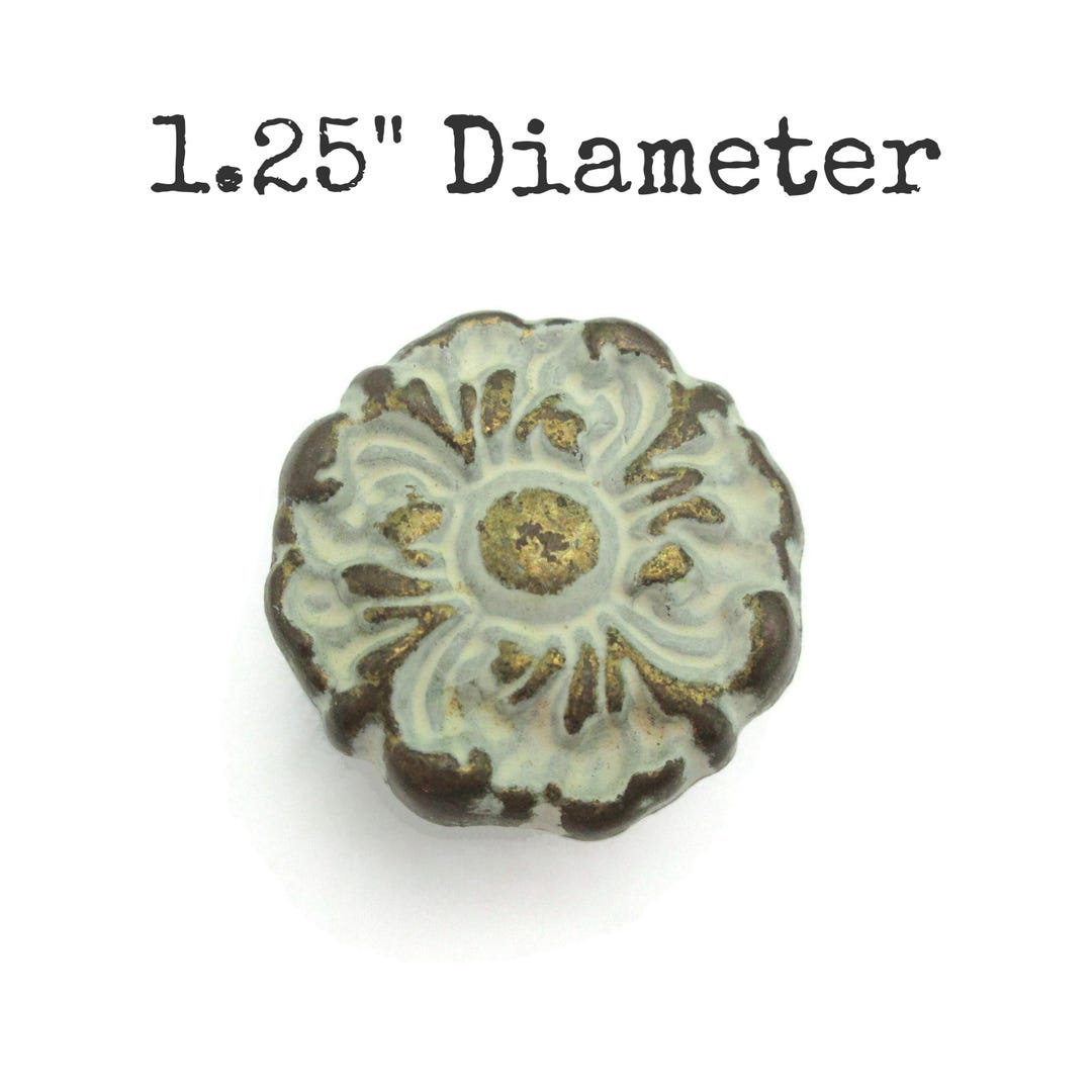 Vintage French Provincial Drawer Knob Brass Cream Colored 1 1/4 ...