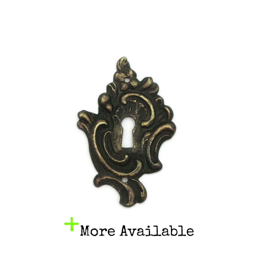 Vintage French Provincial Drawer Key Hole Cover Brass Escutcheon KBC ...