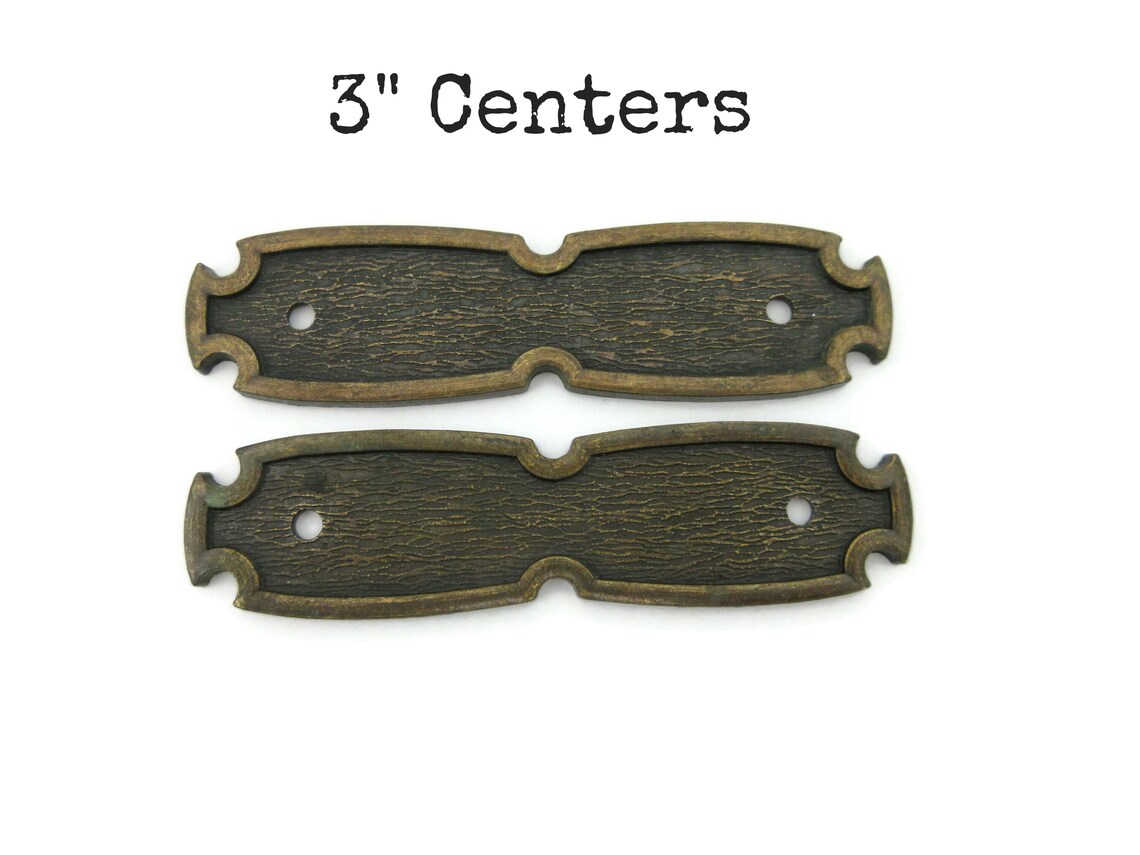Pair of Vintage Backplates 3 Center Holes Aged Brass - Etsy