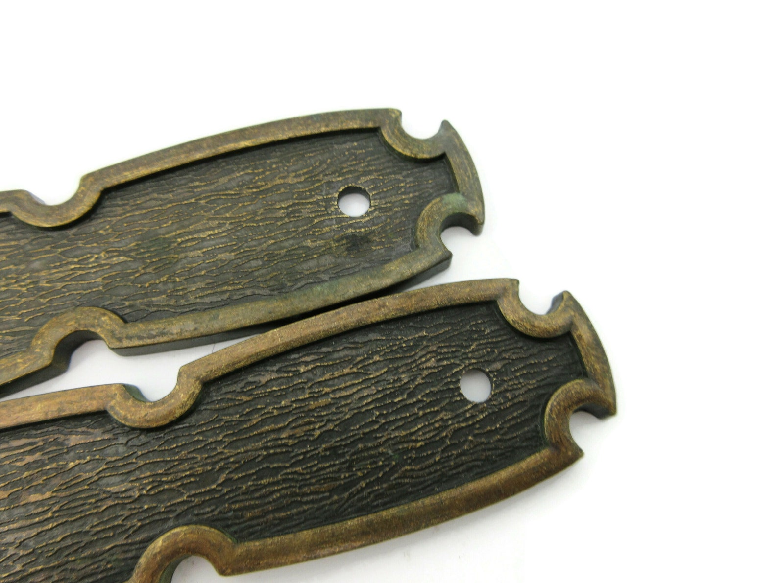 Pair of Vintage Backplates 3 Center Holes Aged Brass - Etsy