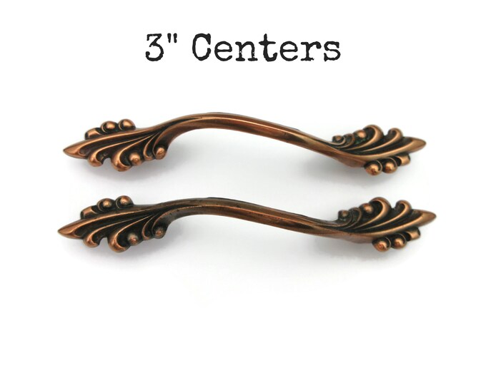 Pairs of Vintage Drawer Pull 3" Dainty French Provincial Copper Color Leaf Handles CLEARANCE - Etsy