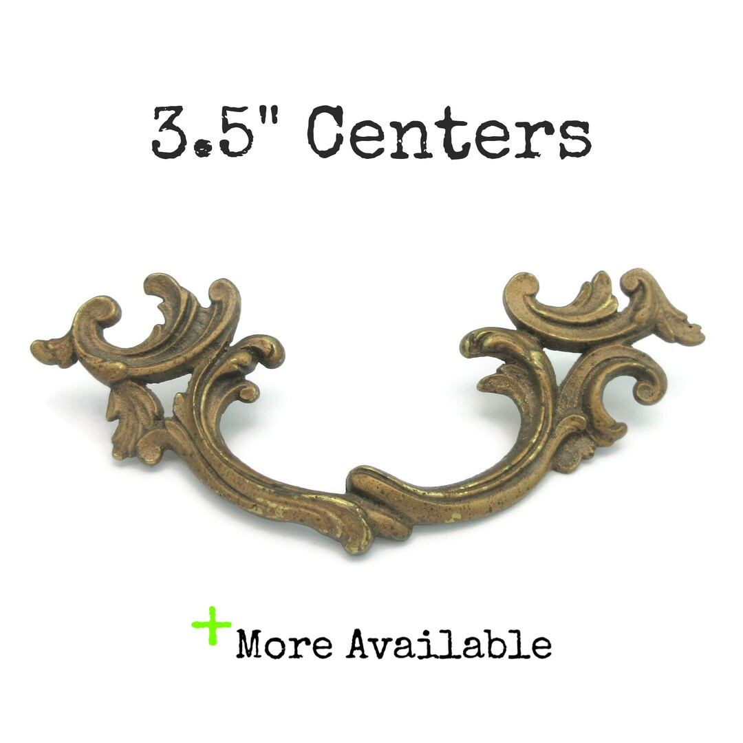 Vintage French Provincial Drawer Pull 3.5" Centers Ornate Brass Metal ...