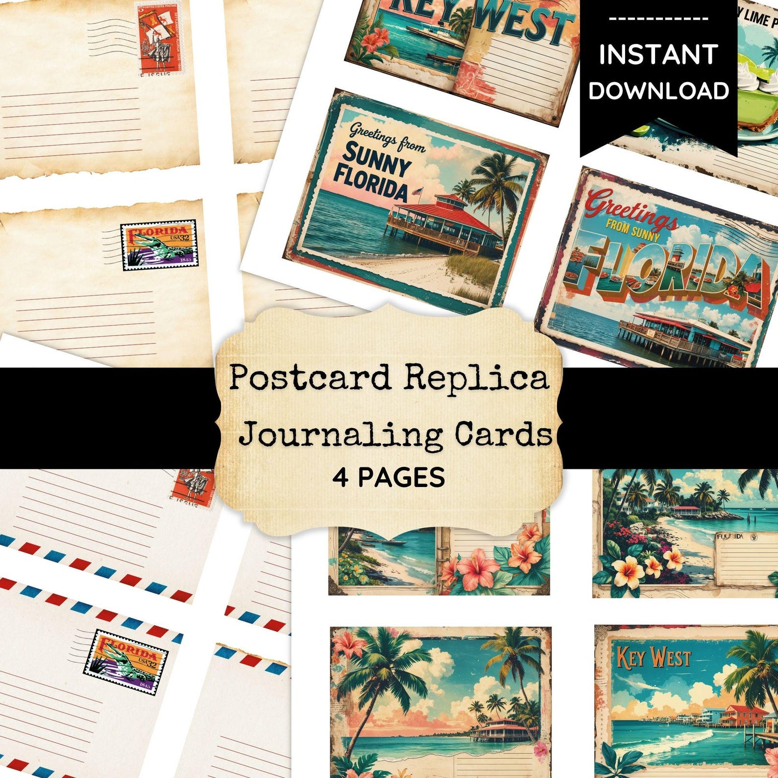 Vintage Florida Junk Journal Kit: Retro Travel Ephemera (digital ...