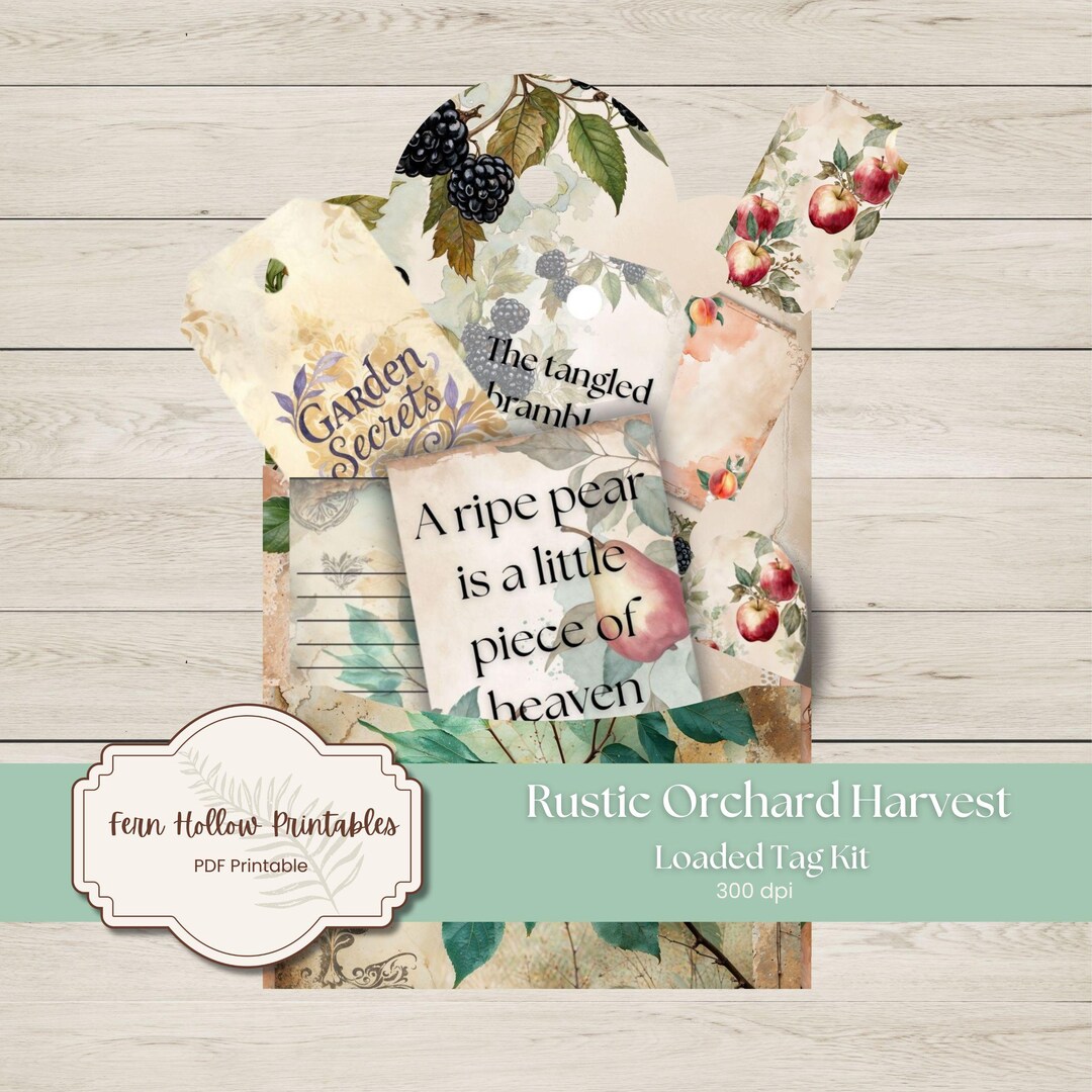 Shabby Vintage Orchard Tag Kit: Printable Fruit Ephemera (PDF Download ...