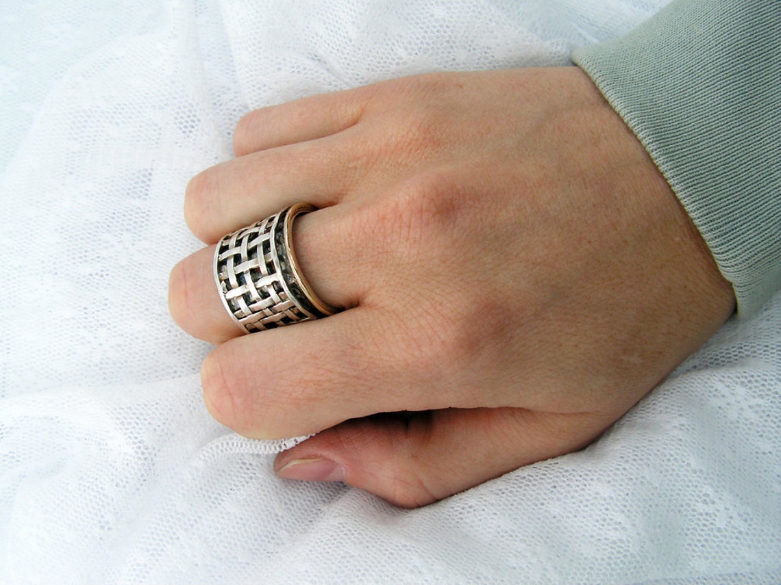 Spinner Ring. Sterling Silver Gold Spinner Ring Gold Spinner | Etsy