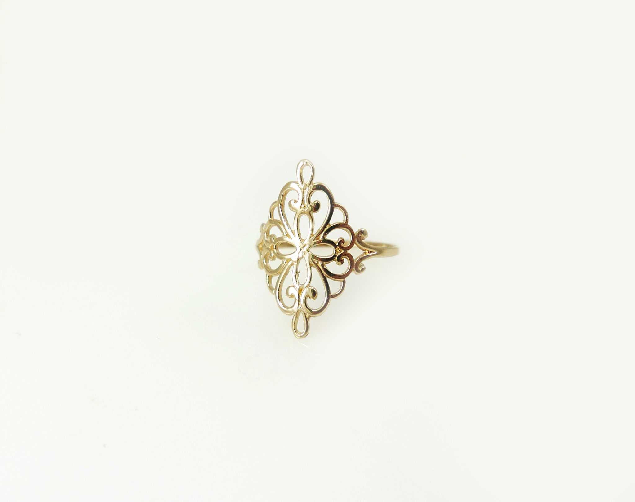 Lace Ring. 14kgold Floral Ring. Filigree Ring. Filigree Gold | Etsy