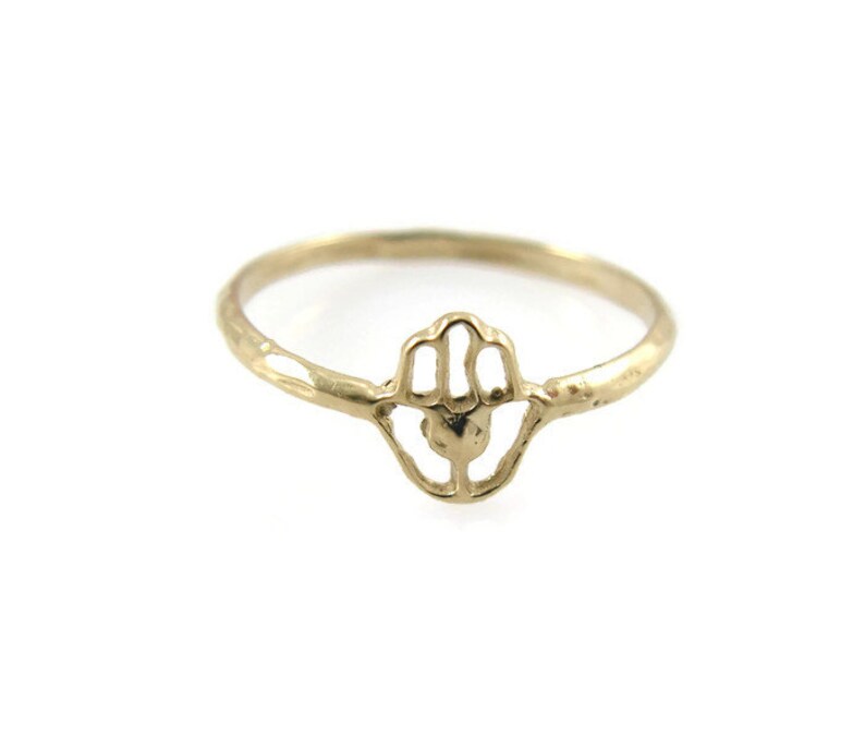 14k Yellow gold hamsa ring. hamsa gold ring. hamsa ring. | Etsy