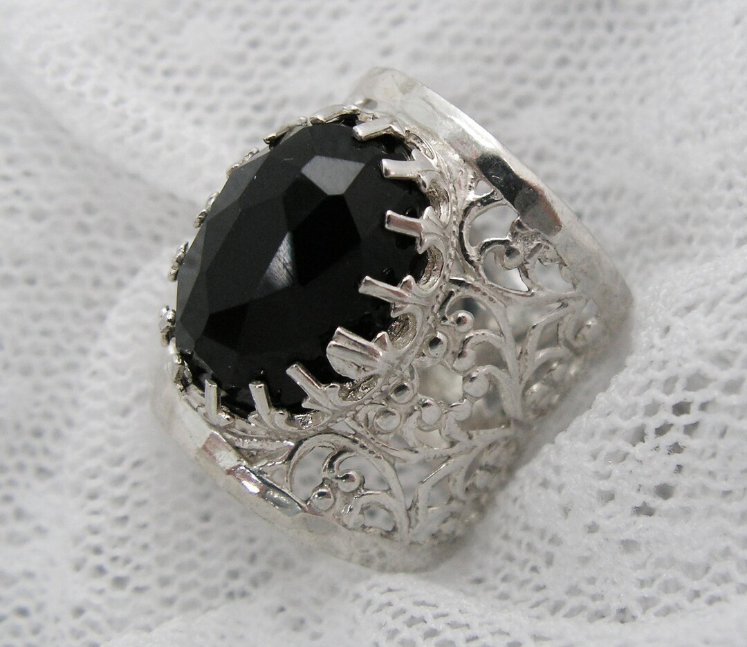 Sterling Silver Black Onyx Ring. Silver Onyx Jewelry. Black Stone Rig ...