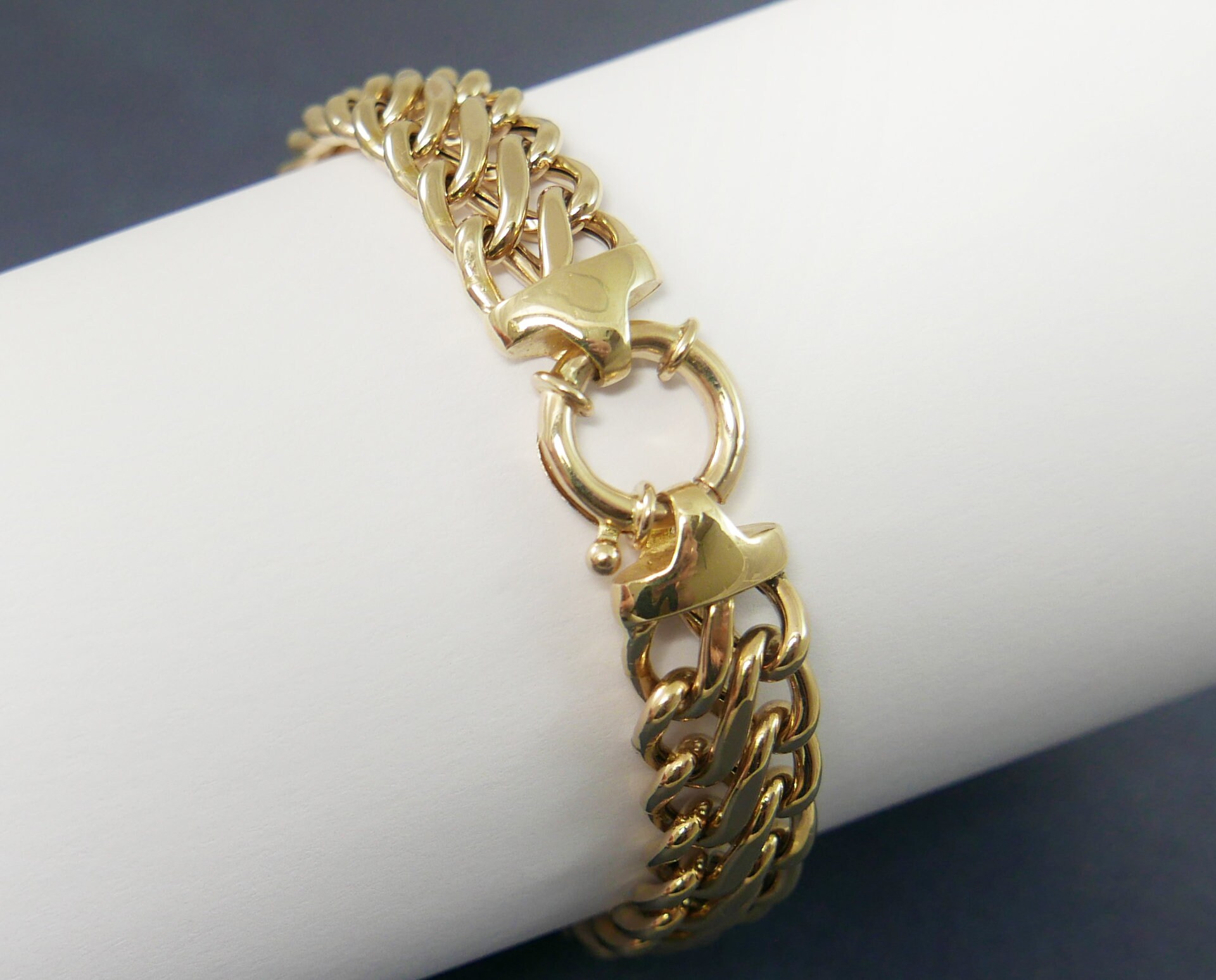 Real 14k Link Bracelet .wide Gold Bracelet. Sparkly Gold | Etsy