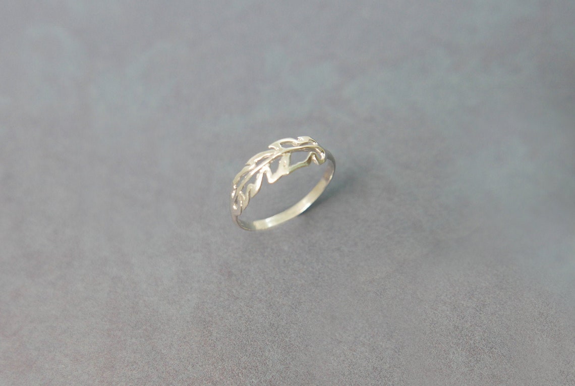 Feather Ring. 14k Solid Yellow Gold Feather Ring. Feather Gold Ring ...