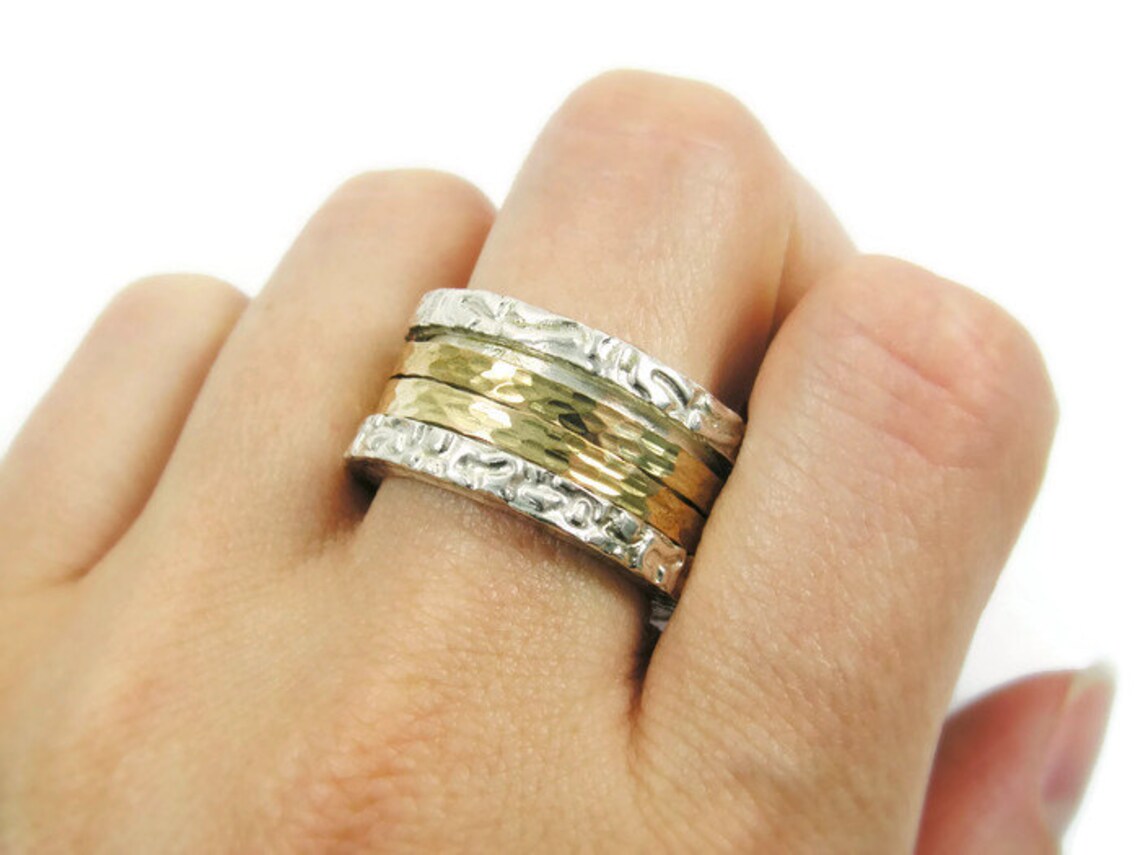 Spinner Ring. Unisex Sterling Silver Gold Filled Spinner Ring. - Etsy