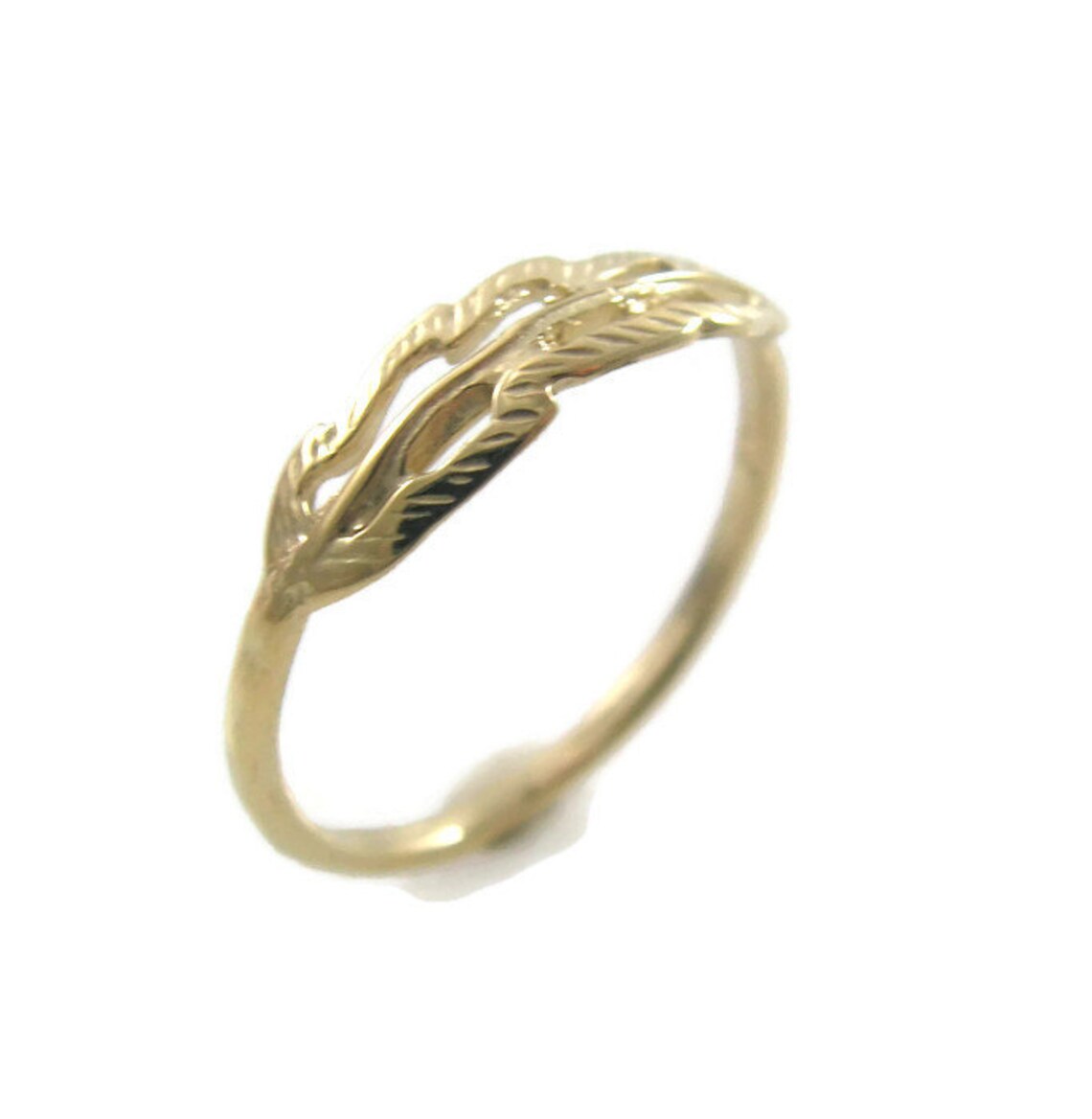 Feather Ring. 14k Yellow Gold Feather Ring. Feather Gold Ring. | Etsy