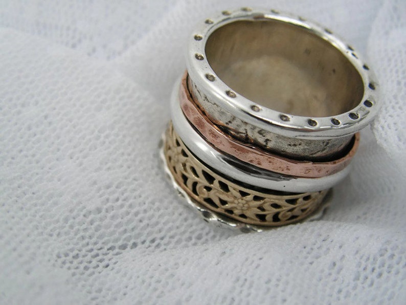 Silver Gold Spinner Ring. Silver Spinner Ring. Wide Spinner Ring. Mix ...