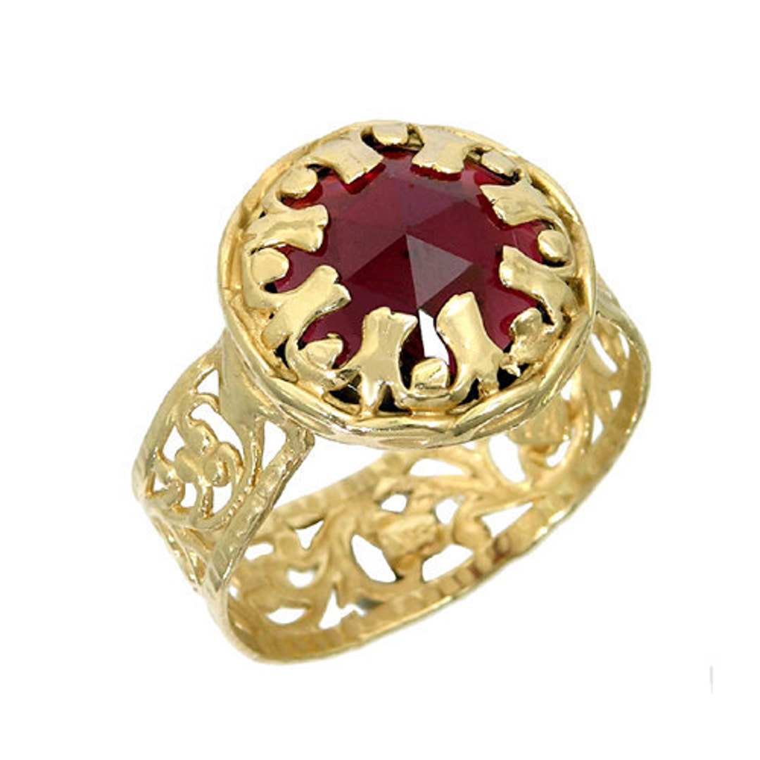 Garnet Ring. Gold Ring. Lace Gold Ring. Lace Ring. Garnet Gold Ring ...