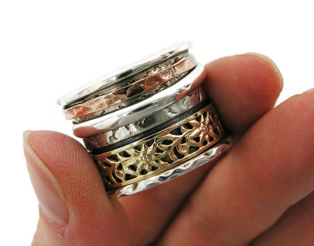 Silver Gold Spinner Ring. Silver Spinner Ring. Wide Spinner Ring. Mix ...