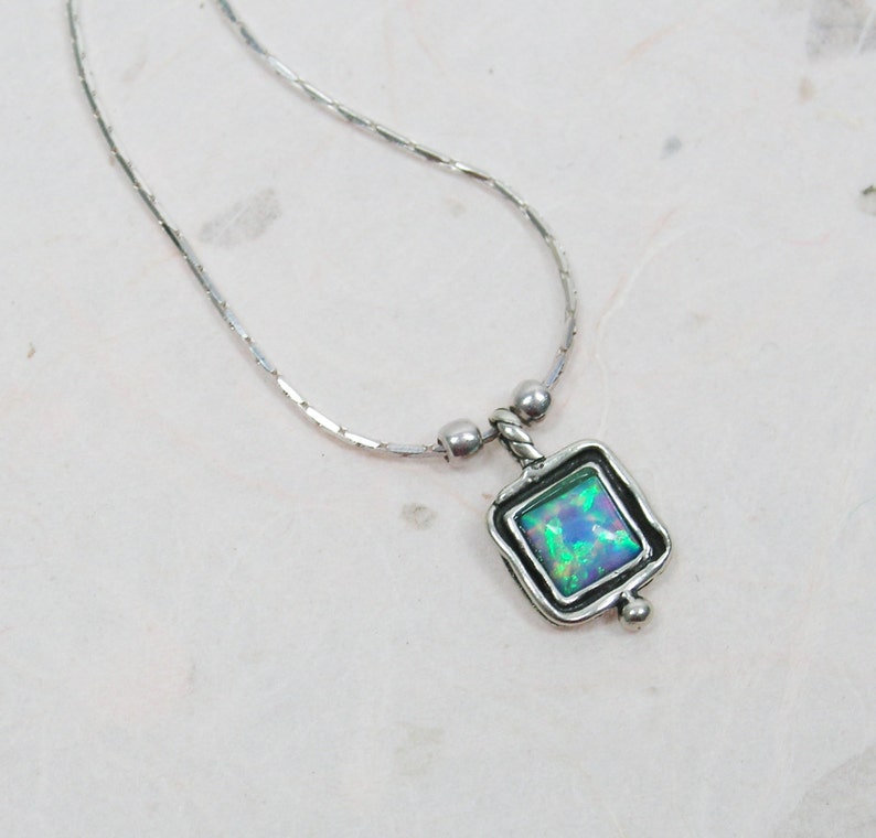 Square Sterling Silver Opal Necklace (sn-1428). Gift for Her, Opal ...