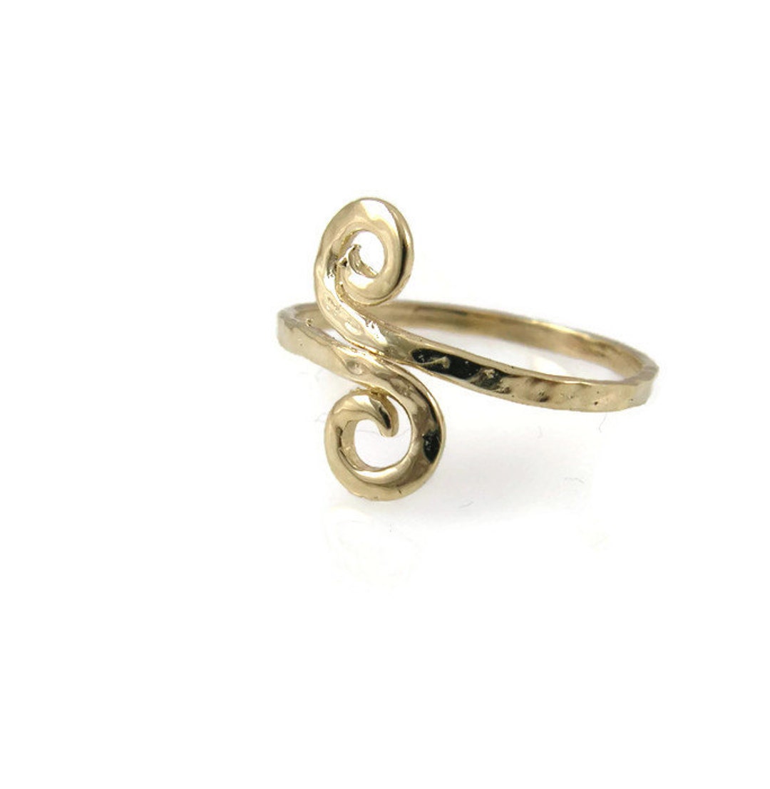 14k Yellow Gold Ring. Spiral Gold Ring. Spiral Ring. Unisex Gold Ring ...