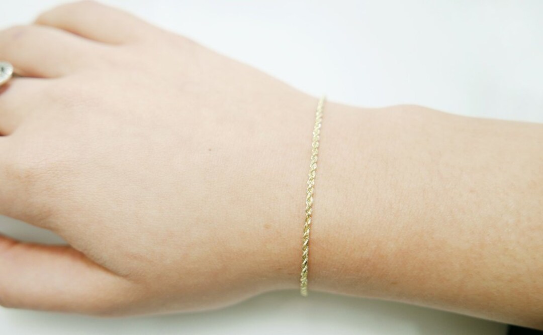 Real Gold Rope Bracelet 14k. Sparkly Rope Bracelet. Twist Yellow Gold ...