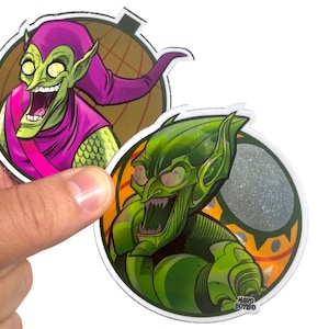 SPIDER-MAN: Green Goblin 2-sticker Set - 3" Metallic Vinyl Stickers ...