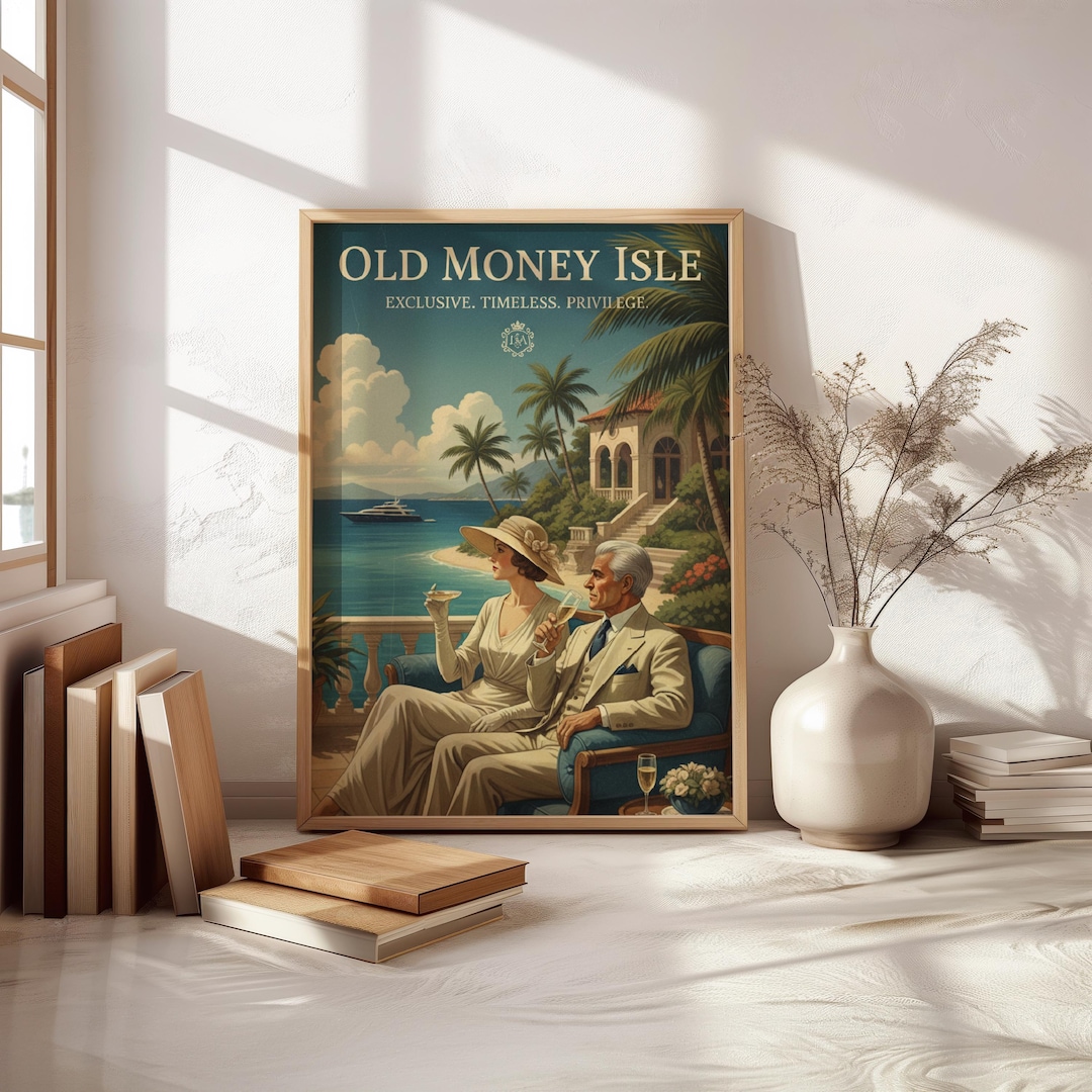 Old Money Isle Print | Coastal Paradise & Luxury Yacht Decor Digital ...